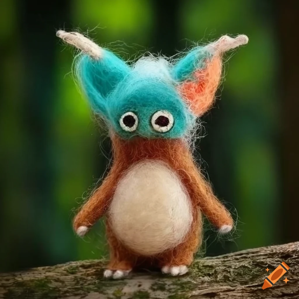 October creatures wearing masks and costumes made of felted wool on Craiyon