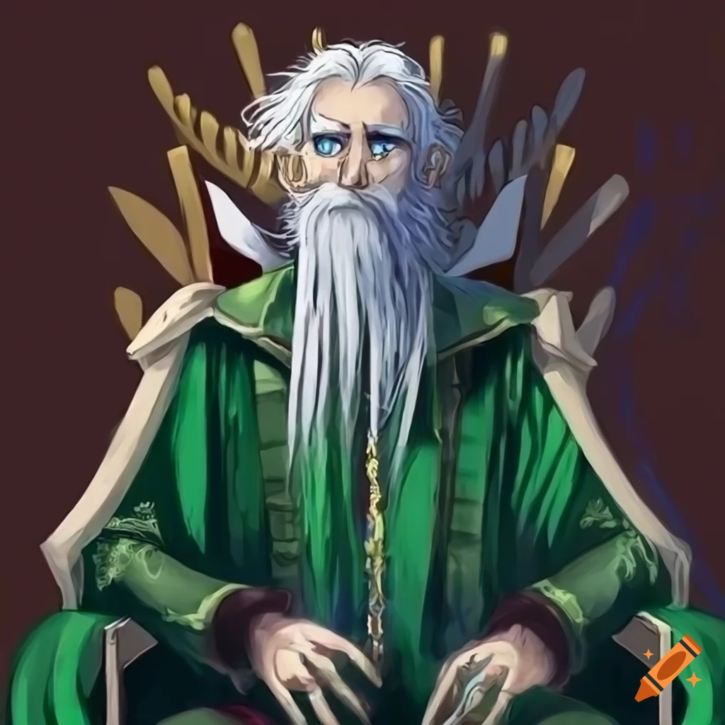 Portrait of an old magician on a throne on Craiyon