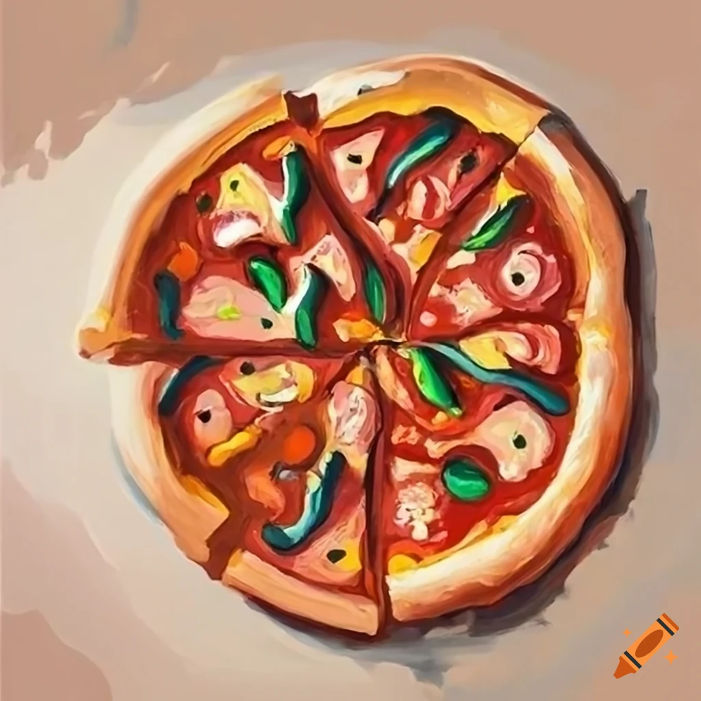 Oil painting of a delicious pizza on Craiyon