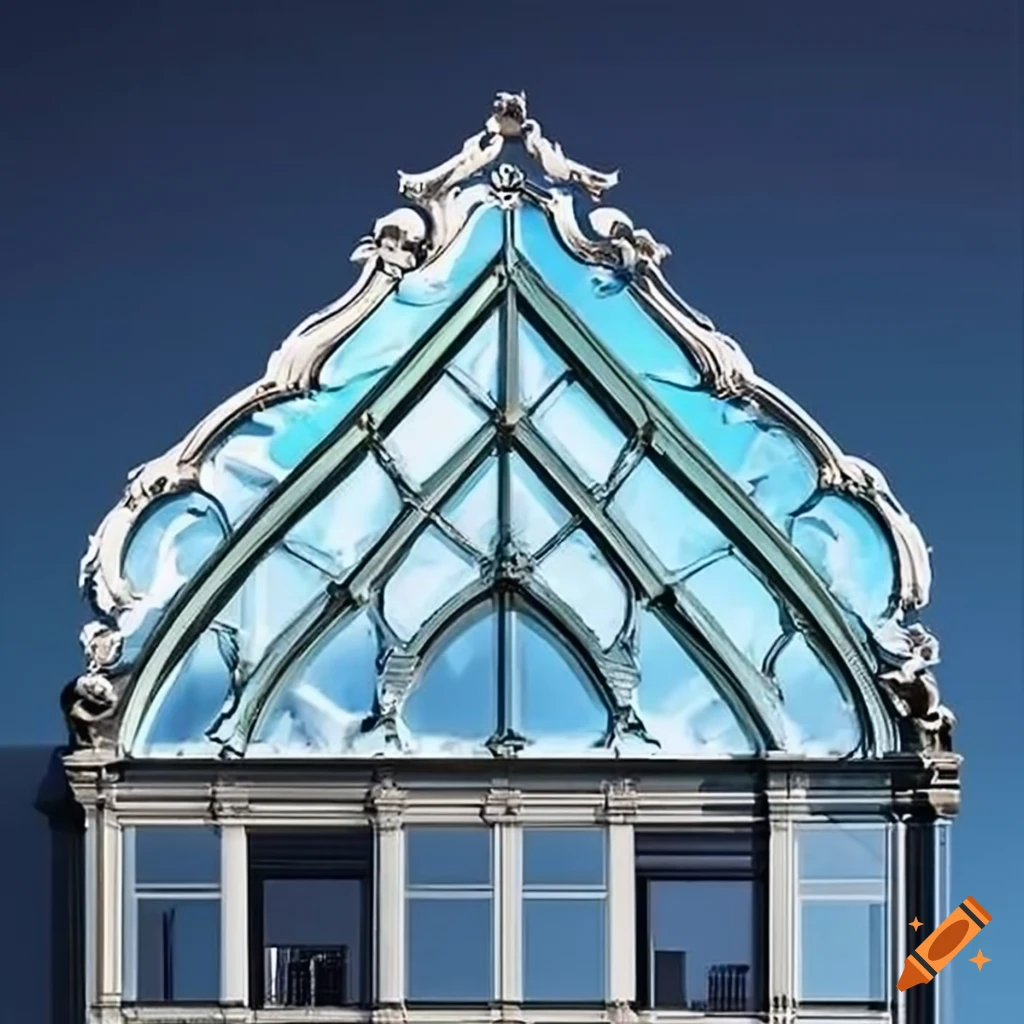 Rococo glass facade with gable