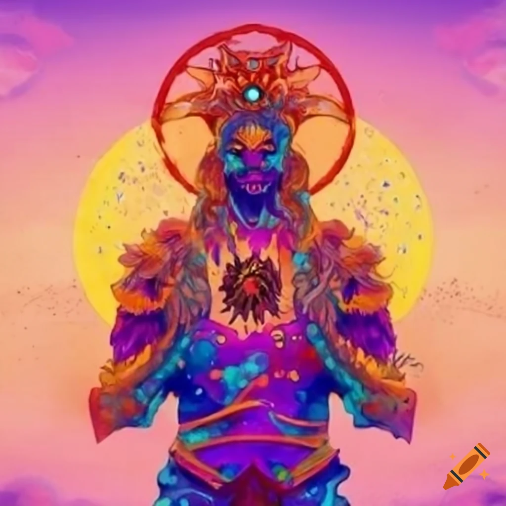 Ink drawing of a male celestial god on Craiyon