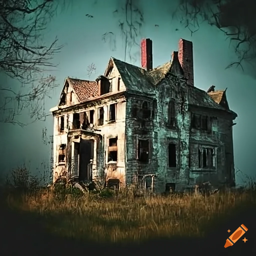 Photo of a dilapidated old ranch style house on Craiyon