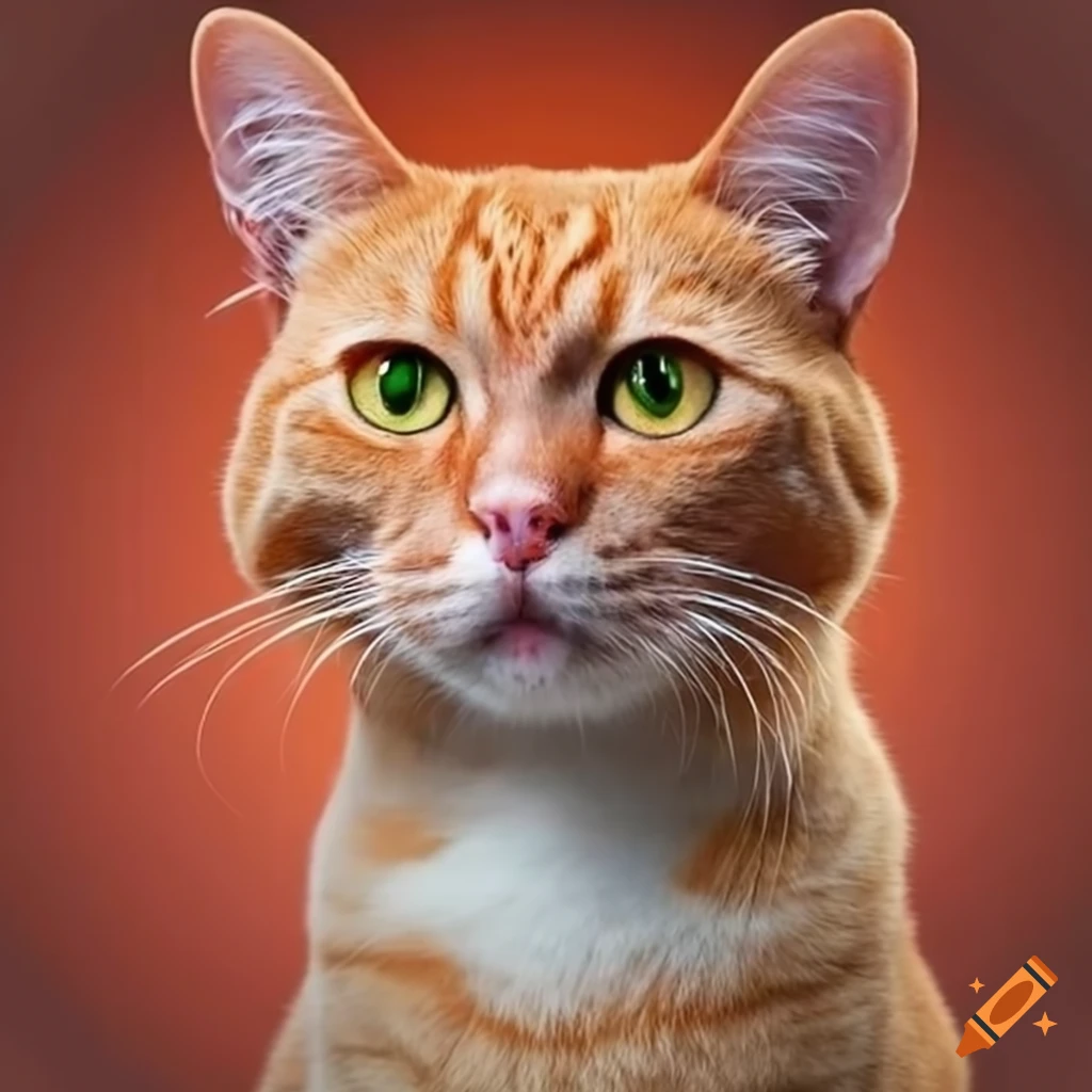 Red maroon cat with darker stripes and green eyes on Craiyon