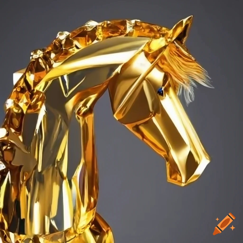 Golden crystal horse on Craiyon