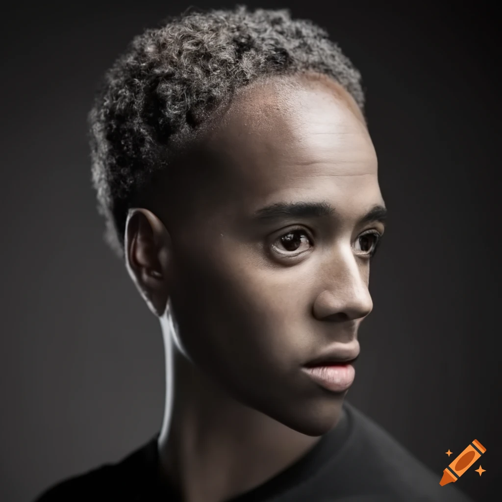 Portrait of a short-haired humanoid man with brown skin on Craiyon