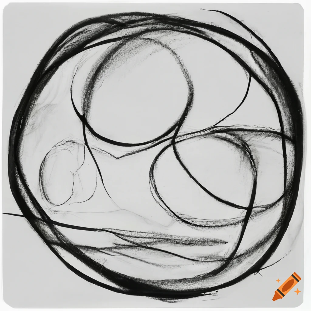 Charcoal drawing of two circles on Craiyon