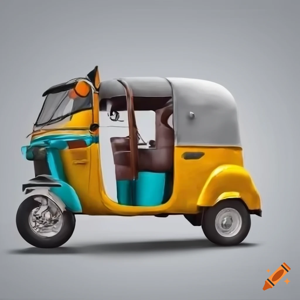 Side view of a Chennai auto rickshaw on Craiyon