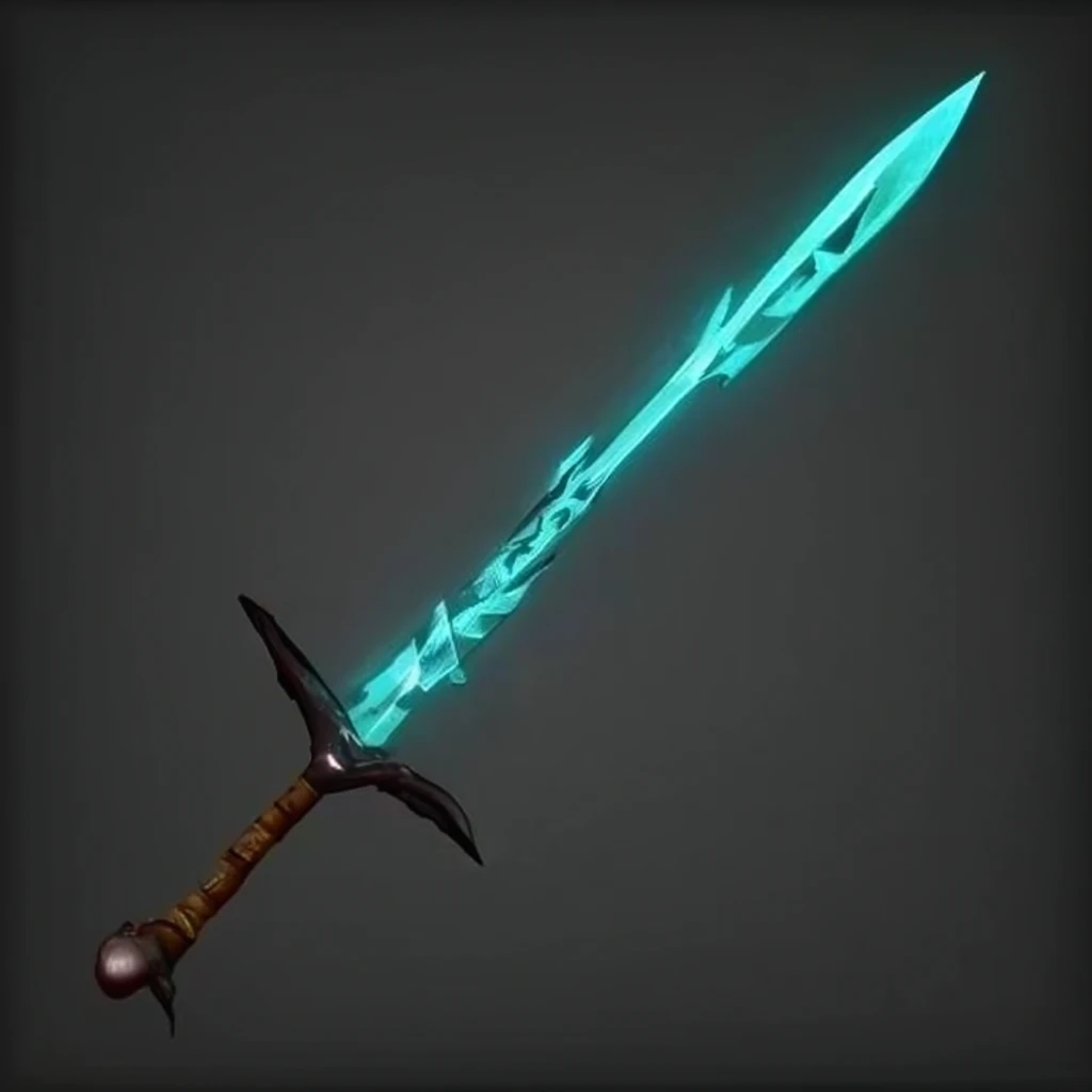 Artistic depiction of a glowing mythical longsword on Craiyon
