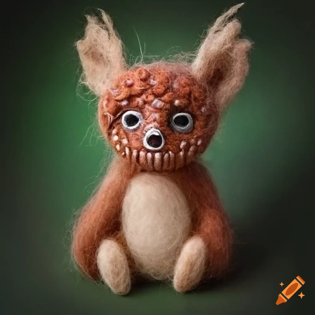 Felted wool forest creatures wearing masks and costumes