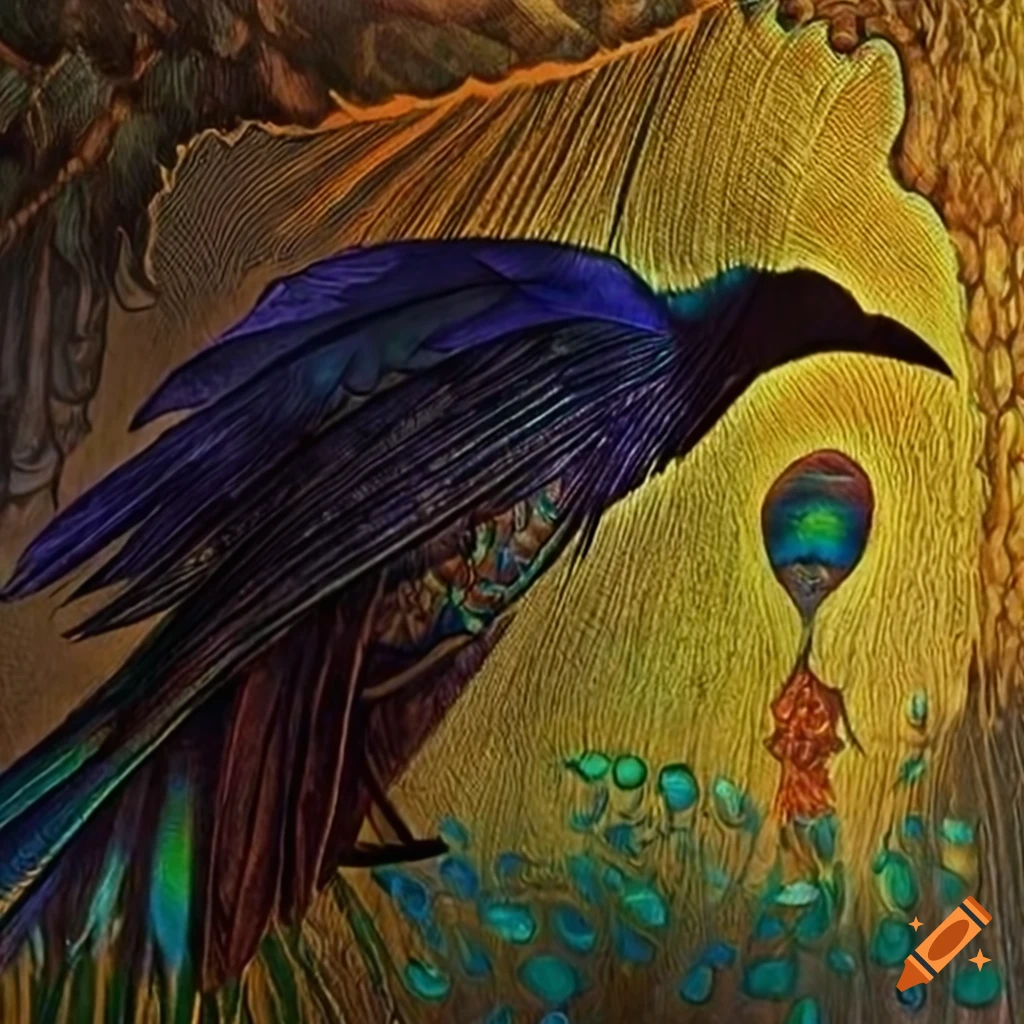 Abstract artwork of a mythical bird representing entropy on Craiyon