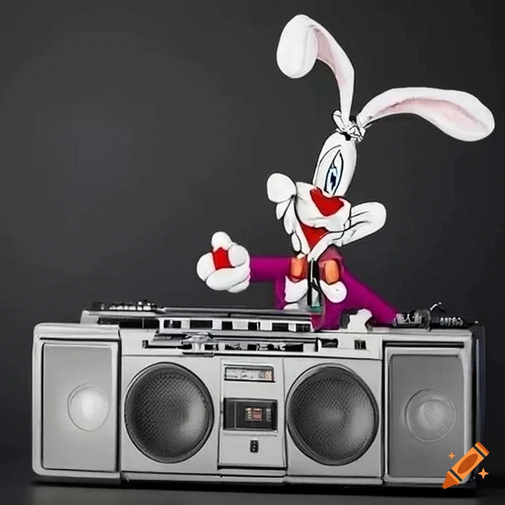 Hip hop version of roger rabbit with shades and a boombox on Craiyon