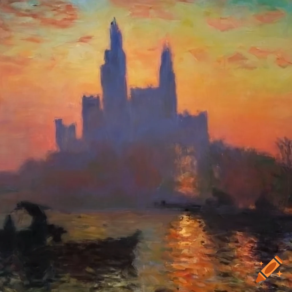 Impressionist painting of Hyrule castle by Claude Monet on Craiyon