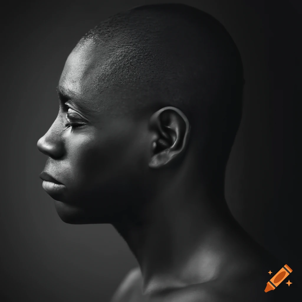 Portrait Of A Bald Black Man On White Background On Craiyon