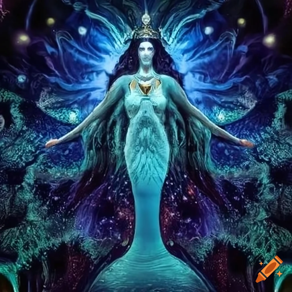 Artistic representation of a goddess of creation on Craiyon