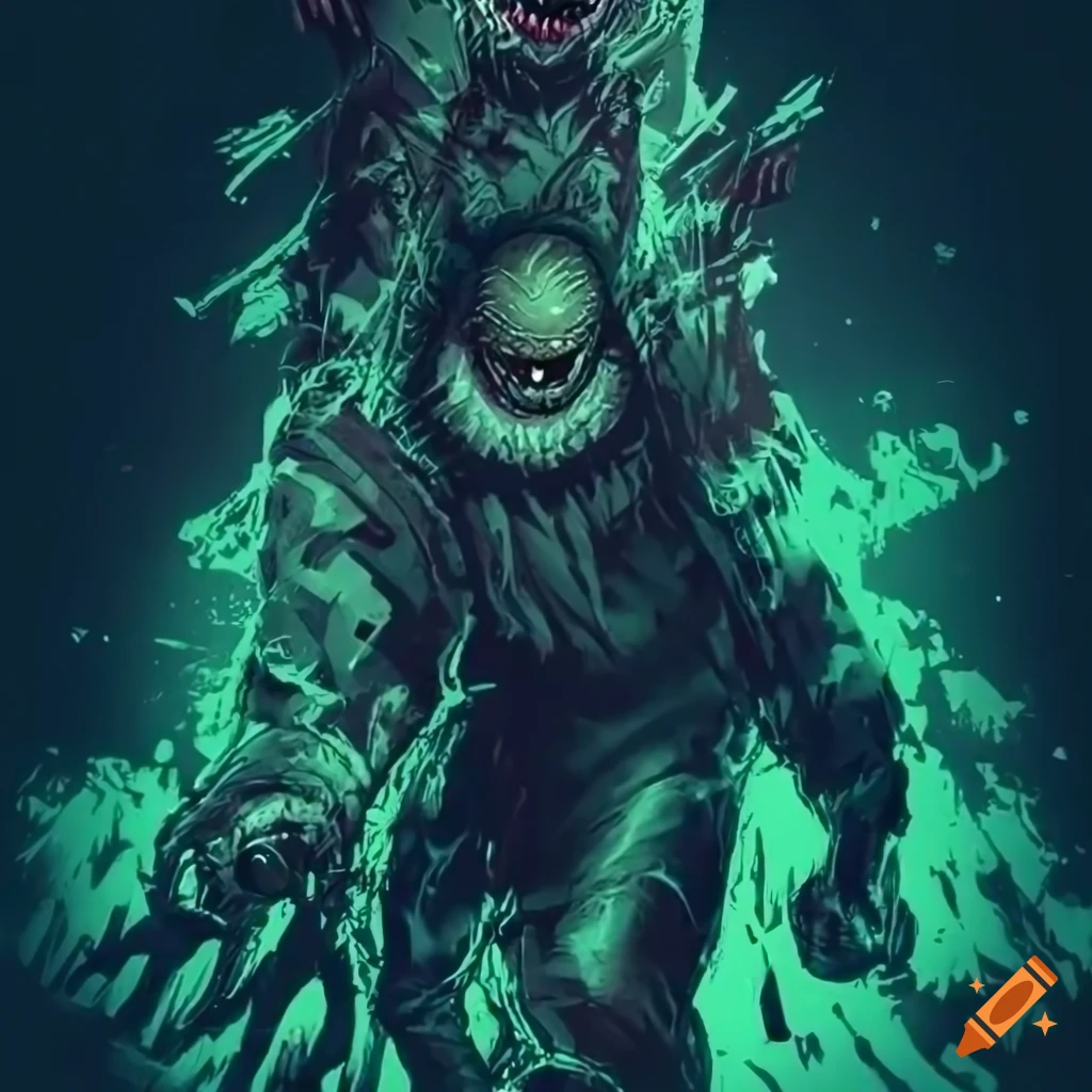 Detailed monsters on a deathcore t-shirt on Craiyon