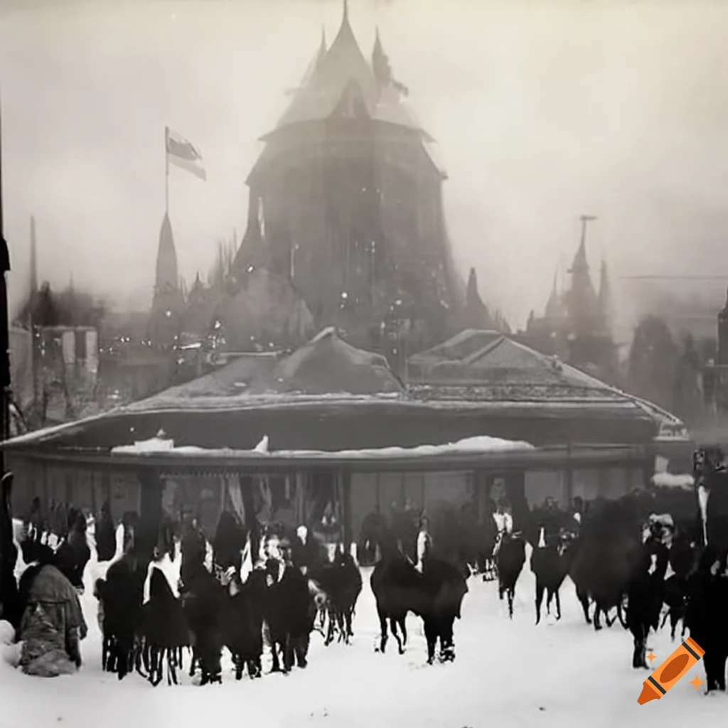 Winter scene of buffalo world's fair in 1901 on Craiyon
