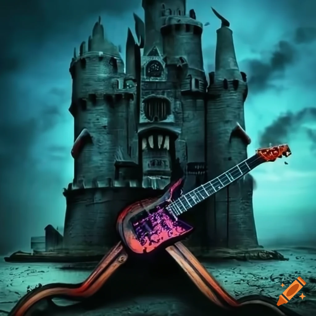 Image of a haunted beach castle with monster surfboards and an electric ...