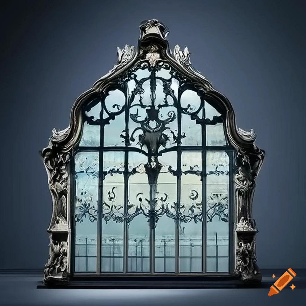 Ornamental rococo glass facade design on Craiyon