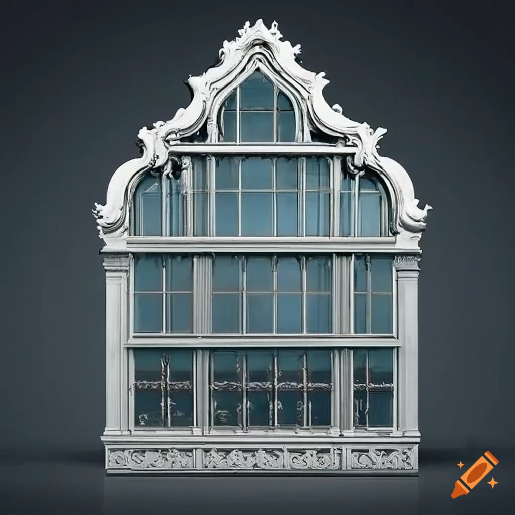 Ornamental rococo glass facade on Craiyon