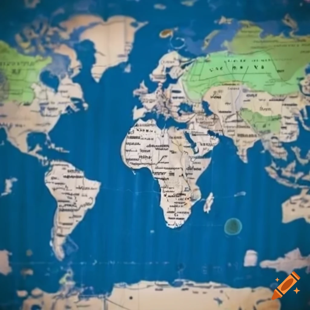 Concept art of a futuristic world map on Craiyon