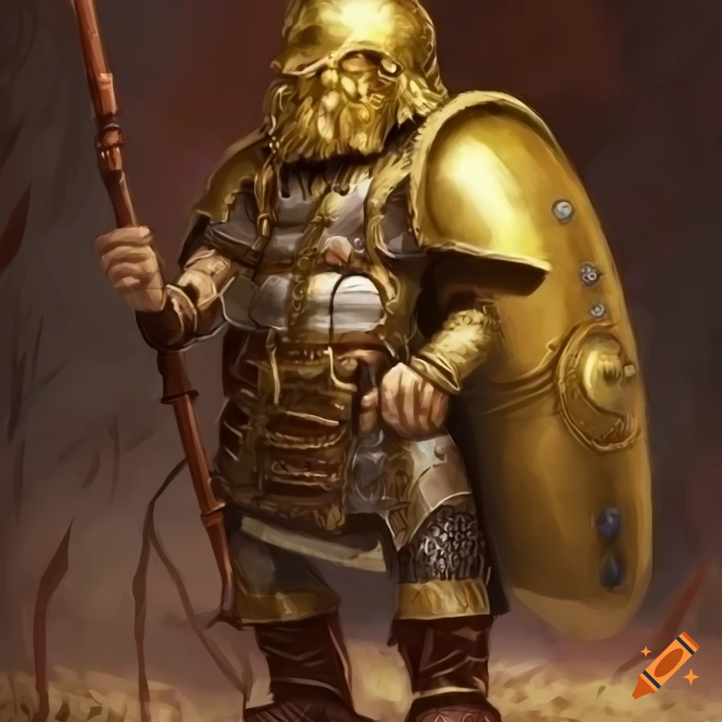 Artwork of a dwarf warrior in roman armor on Craiyon