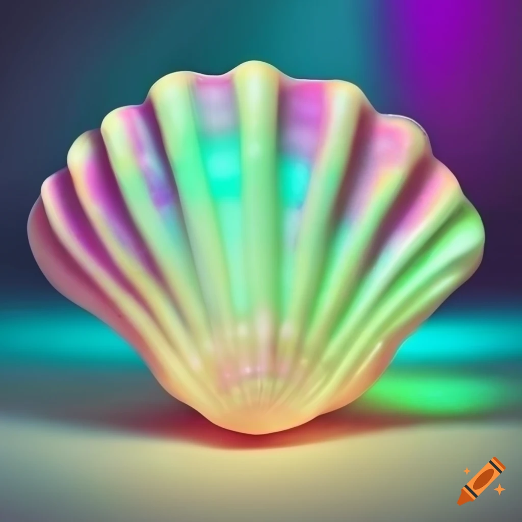 Artistic seashell with shining colors on Craiyon