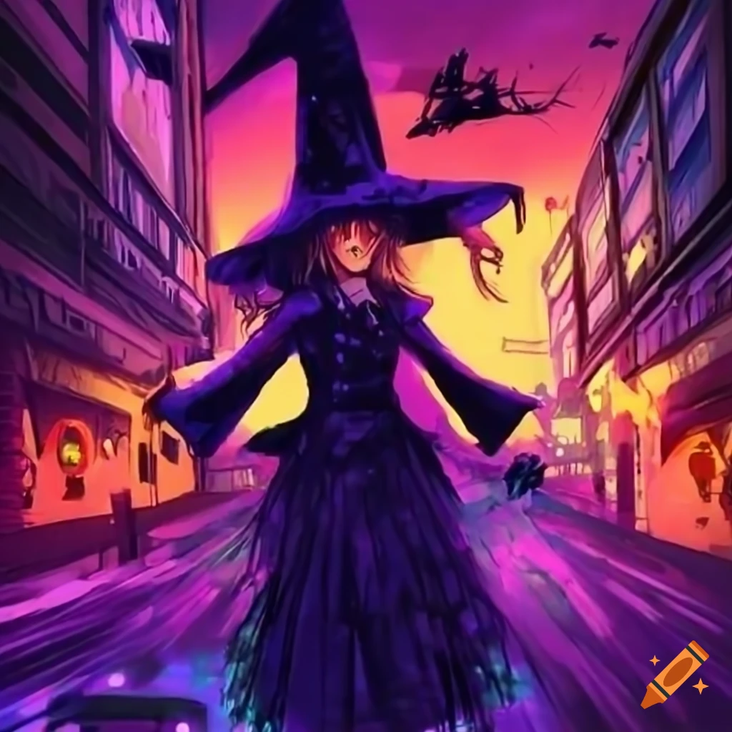 Minimalistic cartoon witch illustration on Craiyon