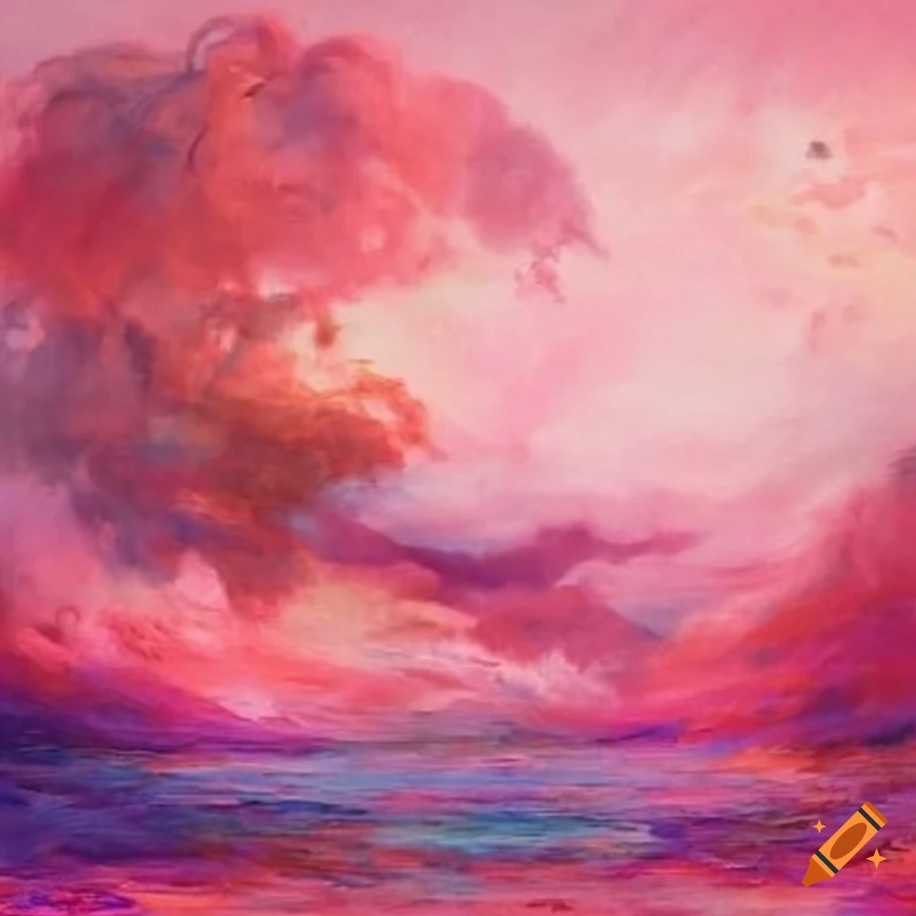 Pink sky in an impressionist painting
