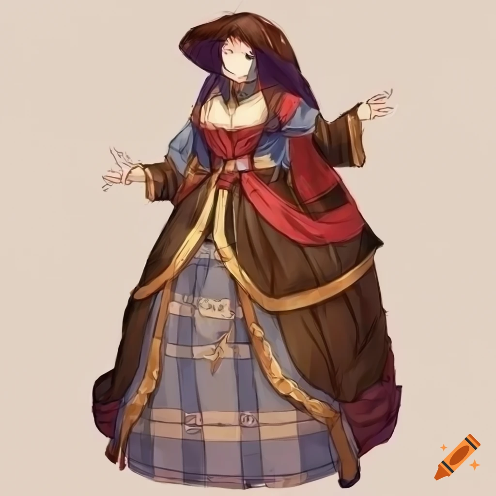 Fantasy character design of a female merchant on Craiyon