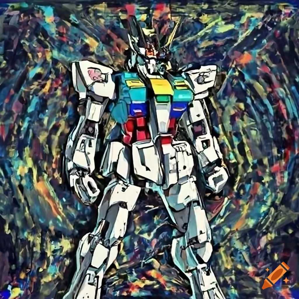 Abstract expressionism style gundam artwork on Craiyon