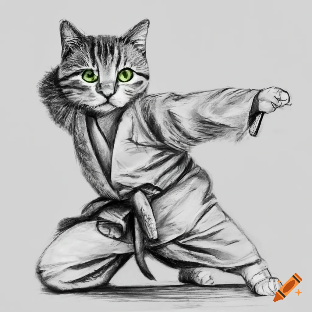 Cat practicing karate on Craiyon