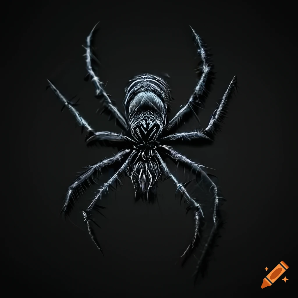 Dark and symmetrical spider logo on Craiyon