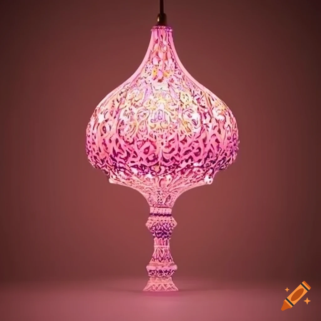 Pink islamic art lamp on Craiyon