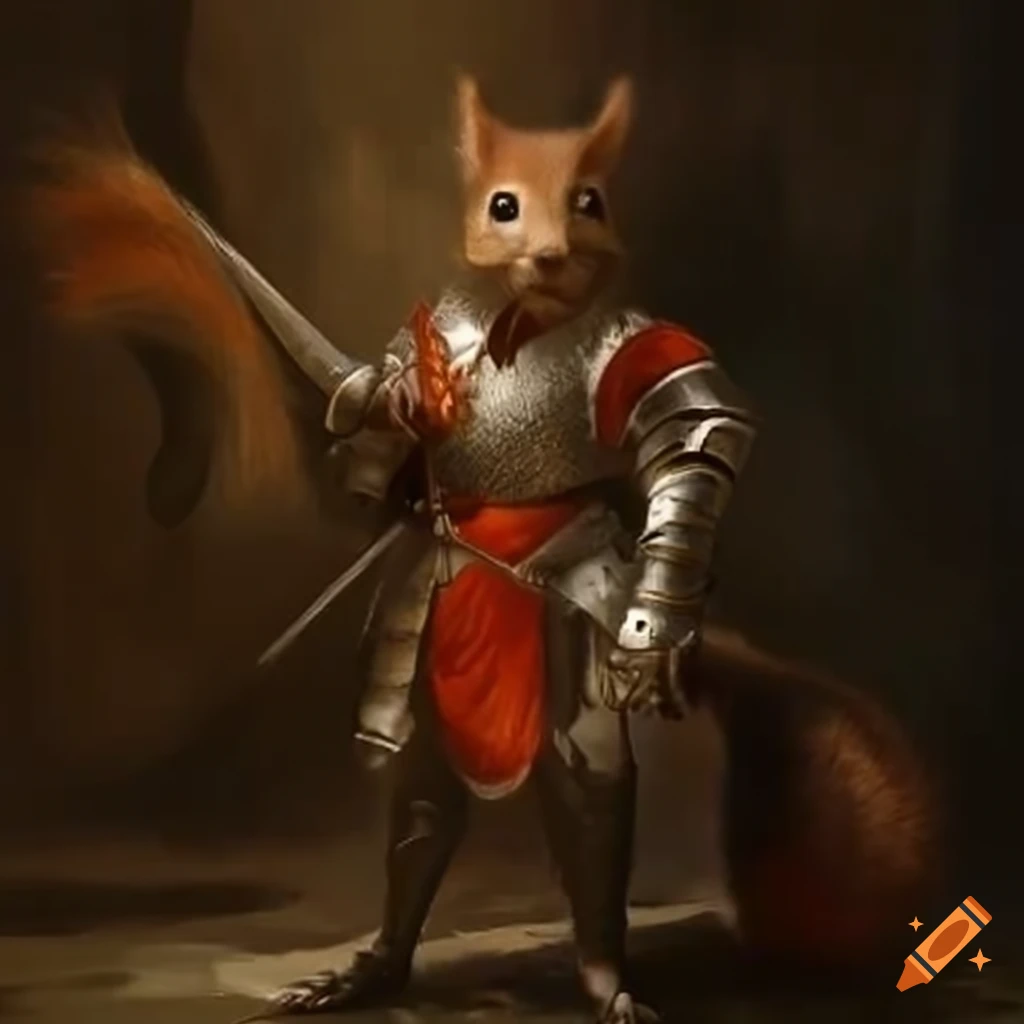 Image of a squirrel dressed as a knight on Craiyon