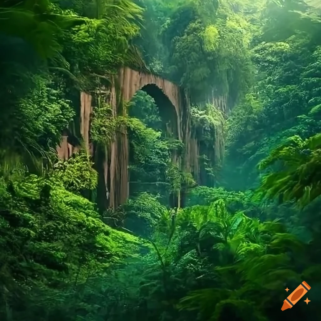 Hyperealistic india buildings in the jungle on Craiyon