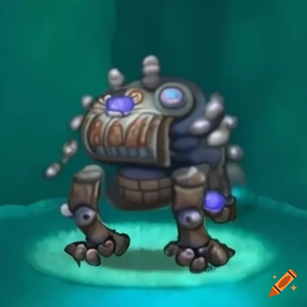 Image of a rusty mechanical creature in water