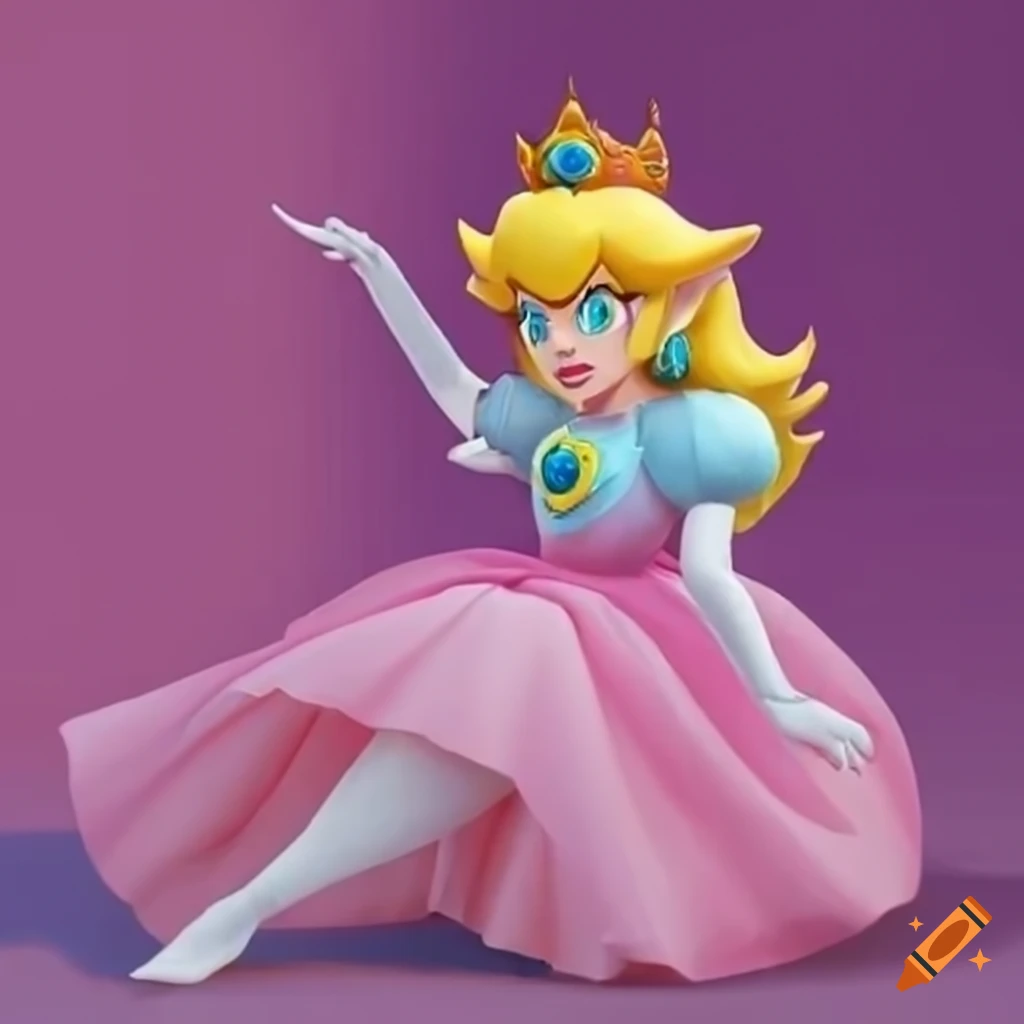 Princess peach and link posing together in ballgowns