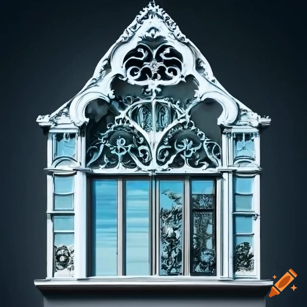 Rococo glass facade with glass gable on Craiyon