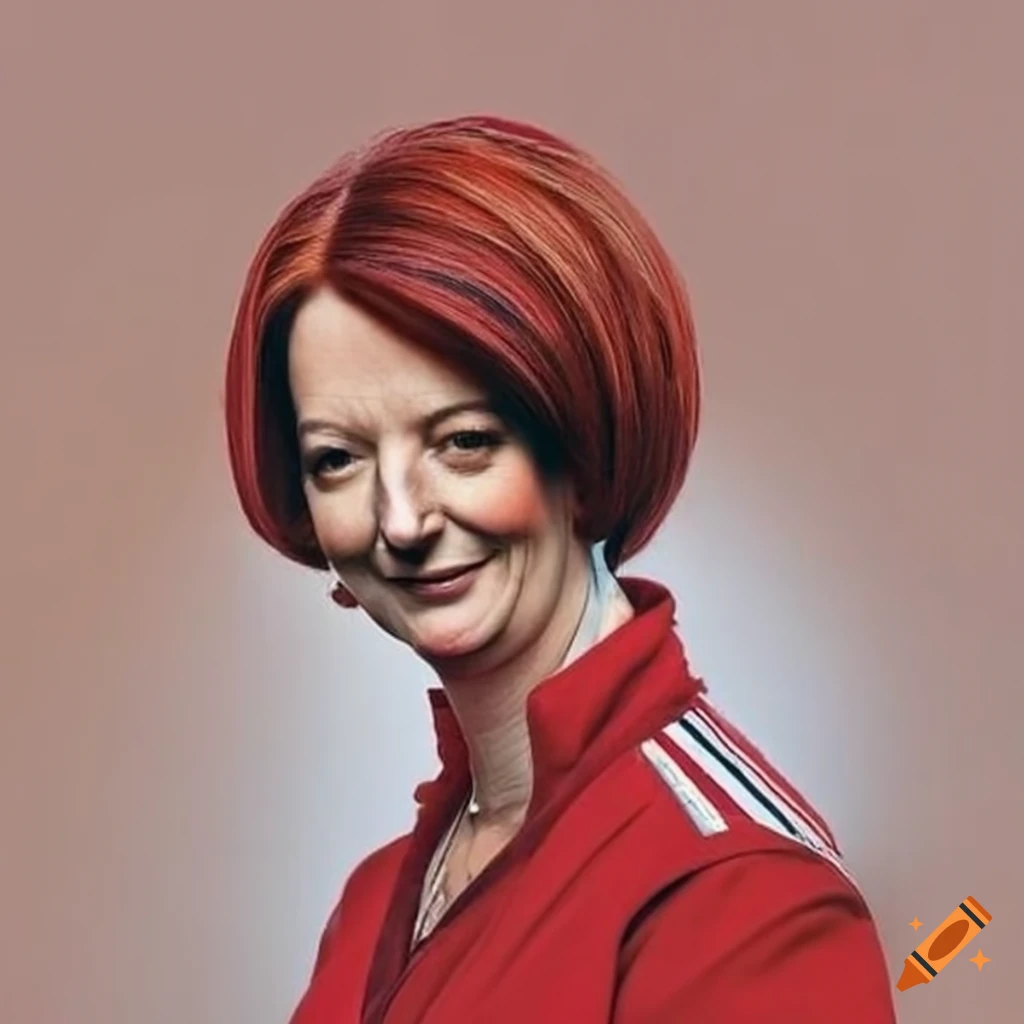 Julia gillard wearing red tracksuits on Craiyon