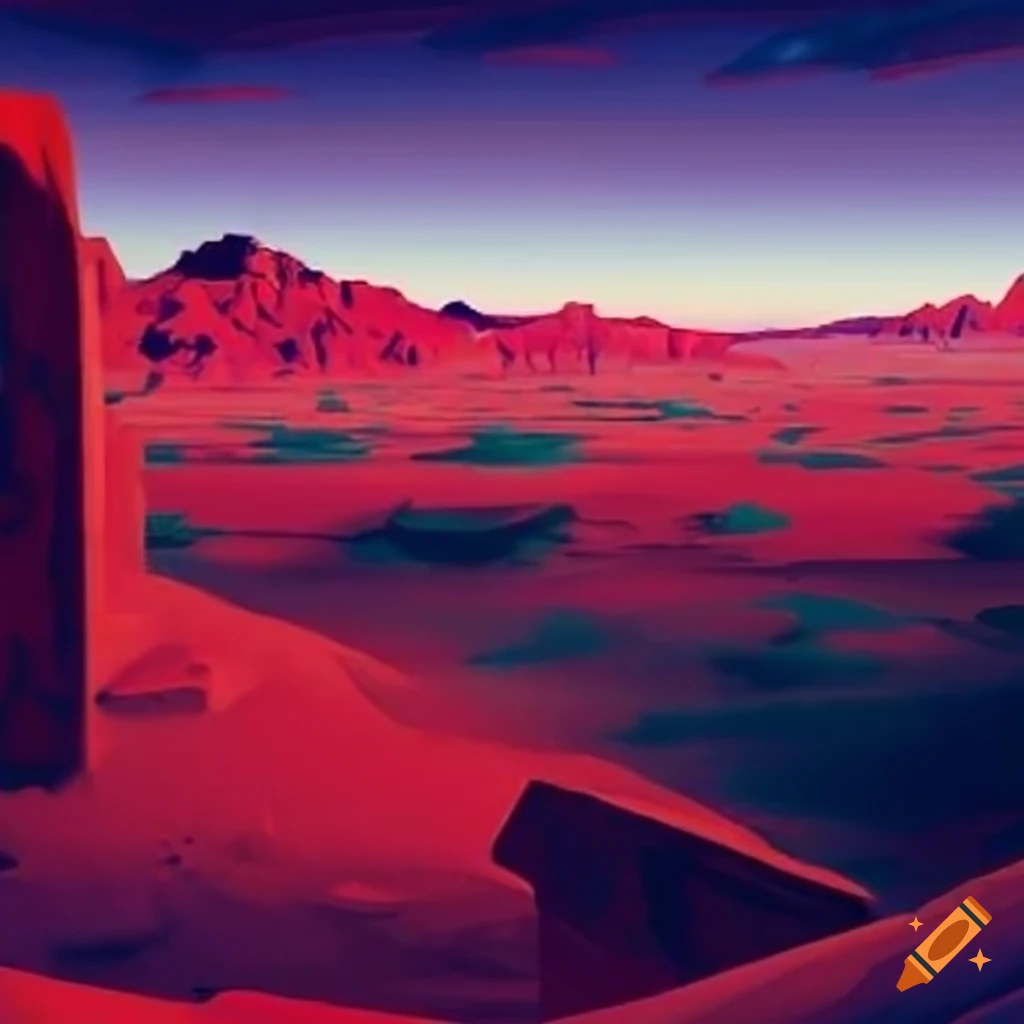 Nes box art with red desert landscape on Craiyon