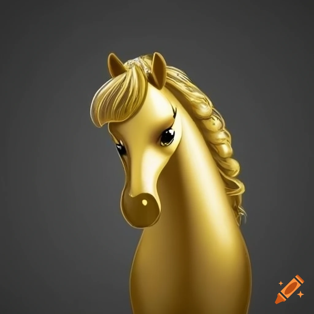Image of a golden pony with a silver cutie mark on Craiyon