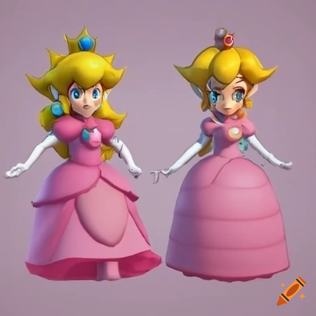 Princess peach and link in pink ballgowns