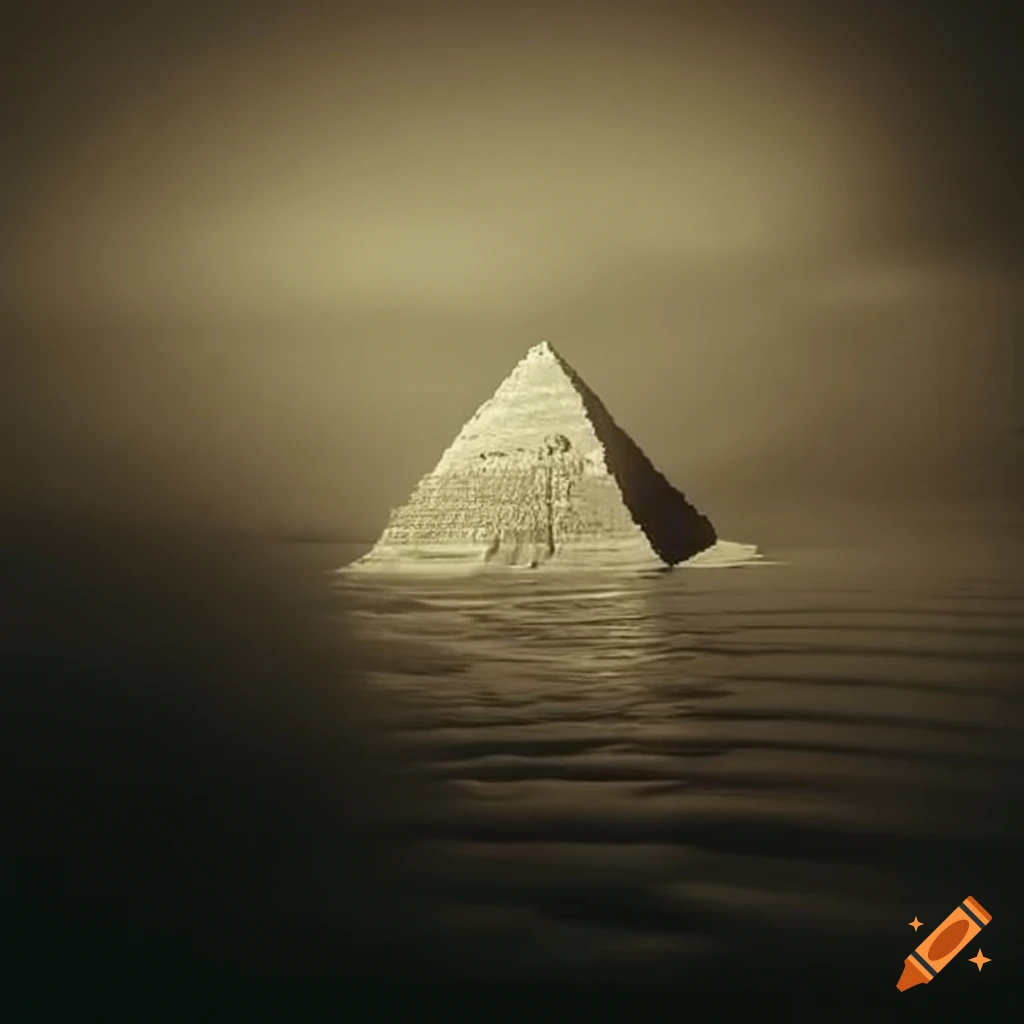 Pyramid submerged in water on Craiyon