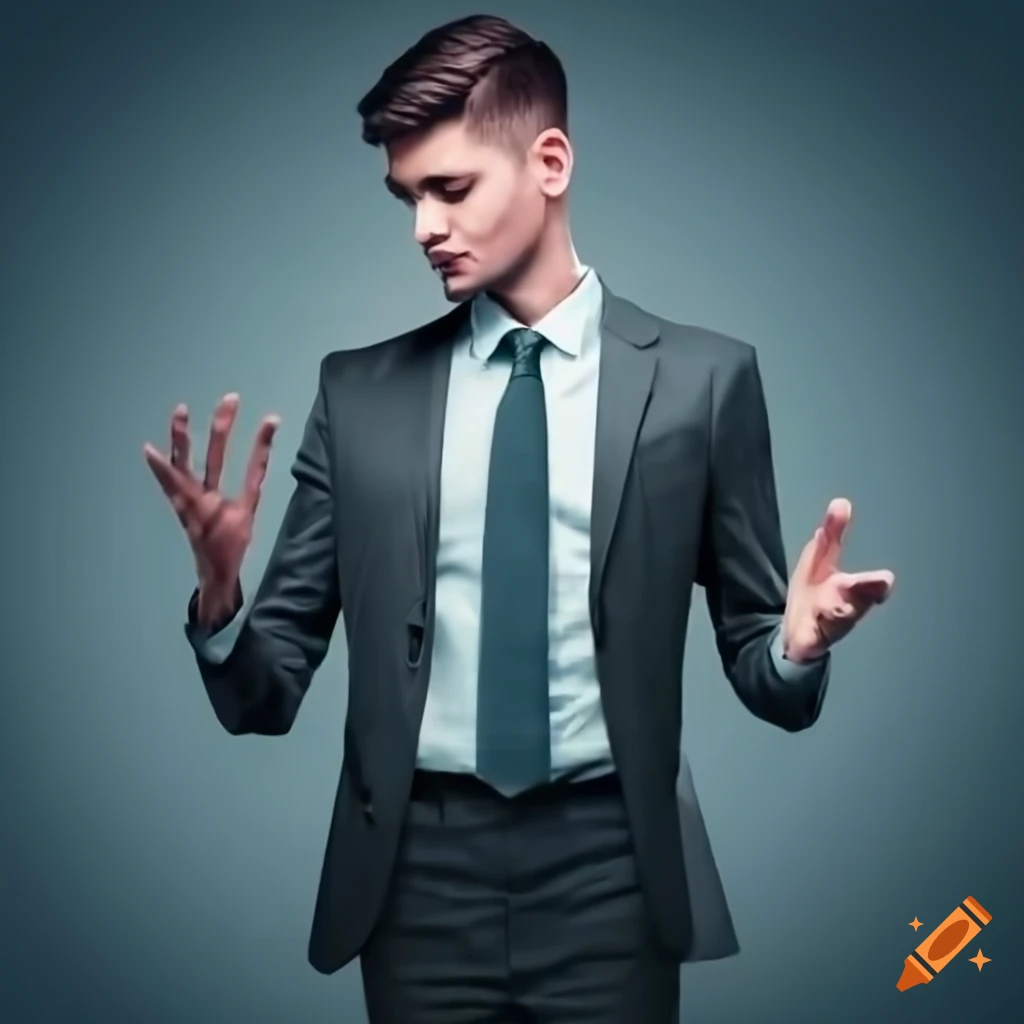 Businessman delivering a powerful slideshow on Craiyon