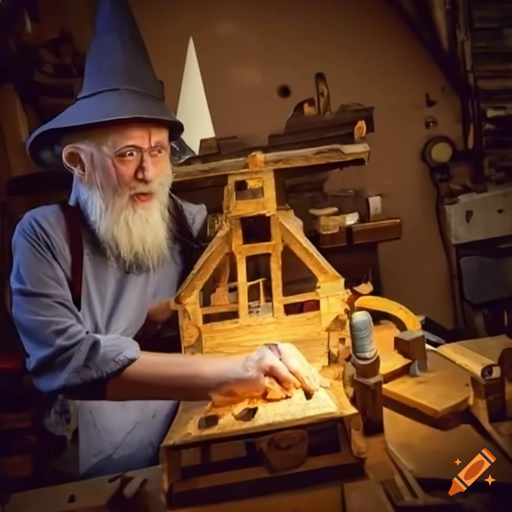 Art of a wizard creating a machine