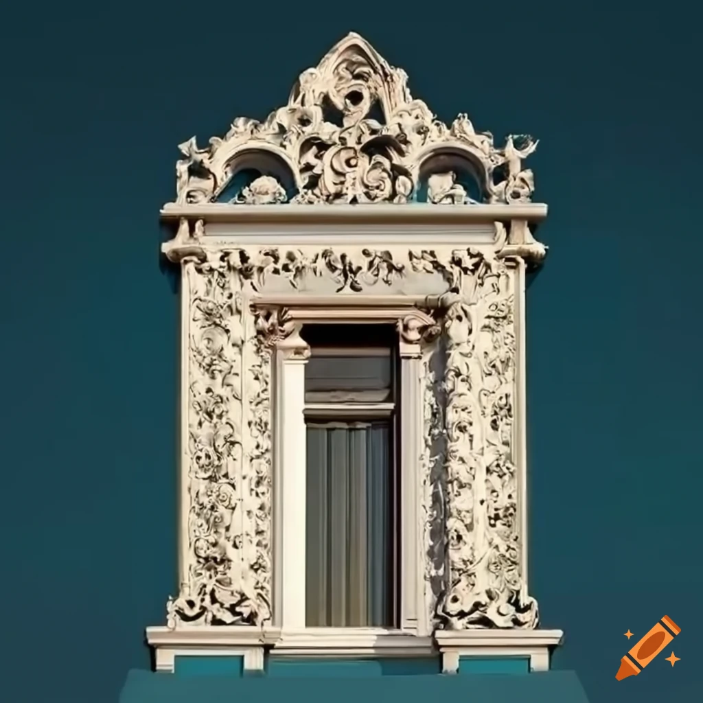 Ornamental rococo facade gable on Craiyon