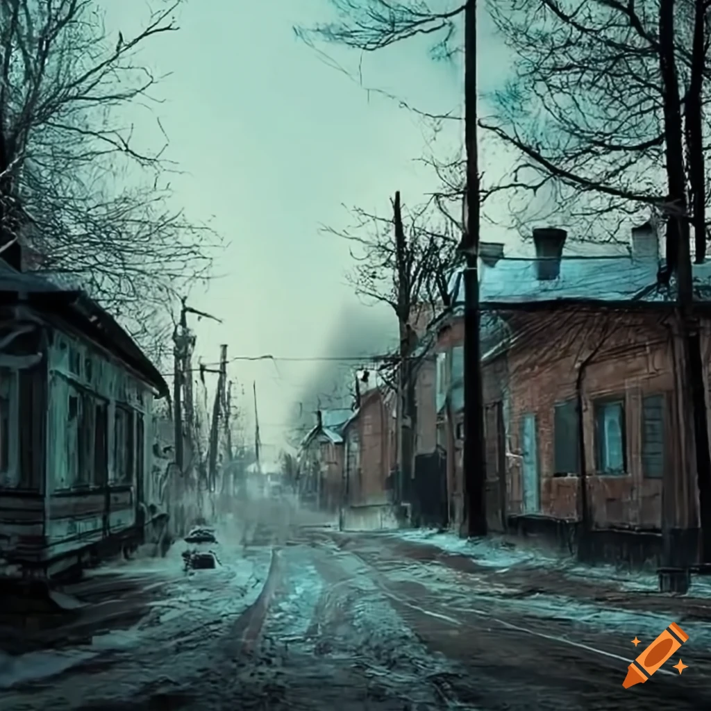 Scenic view of a russian rural street on Craiyon