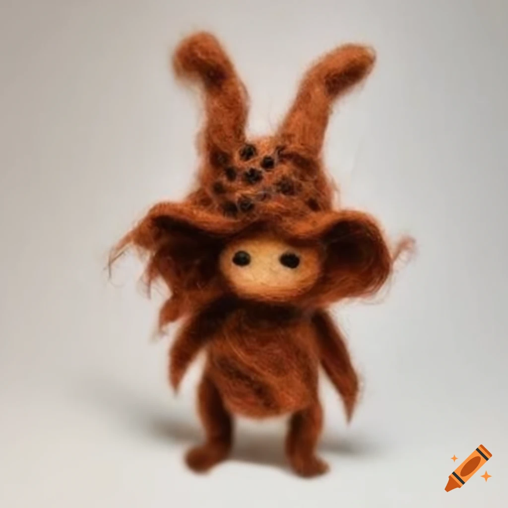 Felted wool october creatures in masks and costumes on Craiyon