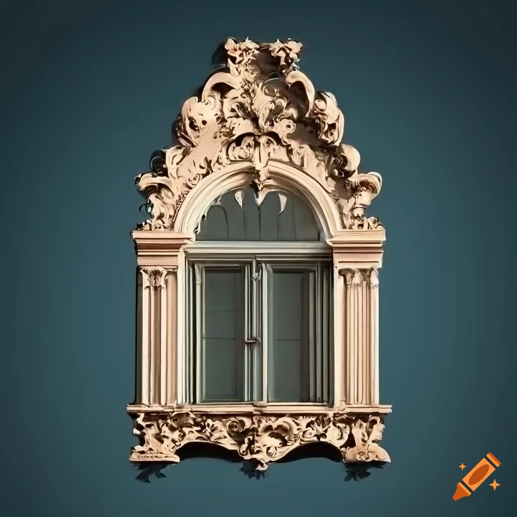 Ornamental rococo facade gable on Craiyon