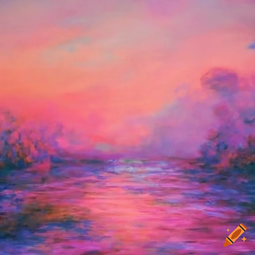 Pink sky in monet's painting